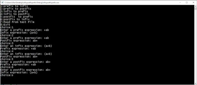 پروژه تبدیل infix به postfix و prefix در سی پلاس پلاس - الو تمرین